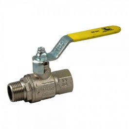 267B100 ITAP Kugelhahn für brennbare Gase, EN331 DVGW, Messing vernickelt, G 1 AG x IG, gelber ...